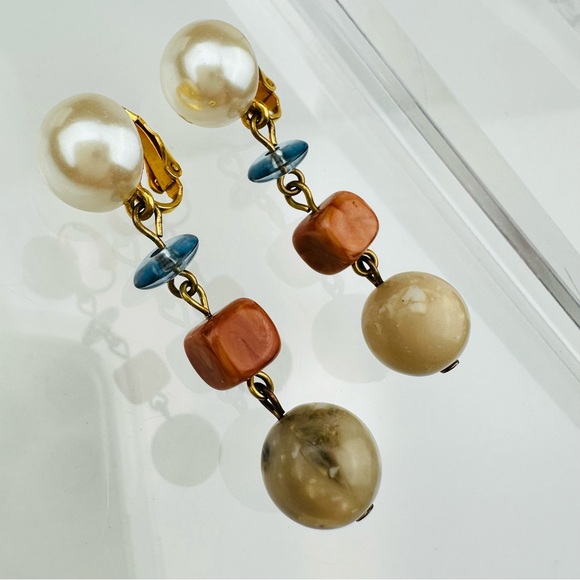 LCI | Jewelry | Vintage Lci Glass Pearl Blue Glass Disk Bead Dangle ...